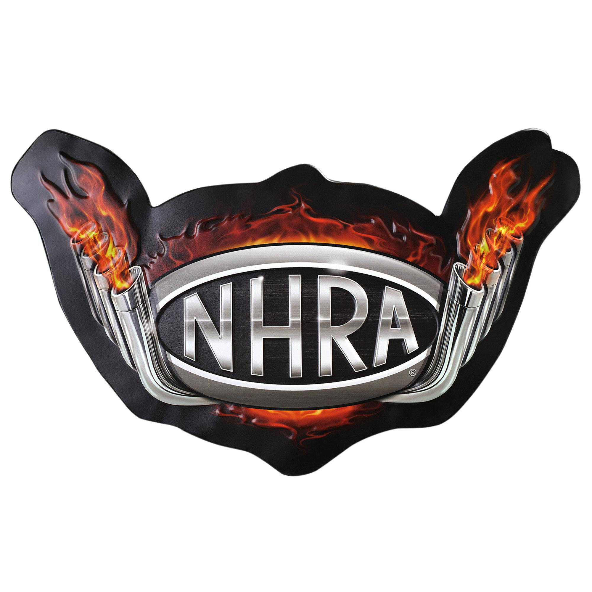 Trinx NHRA Flames Logo Embossed Shaped Metal Wall Sign - 16.5" x 10 ...