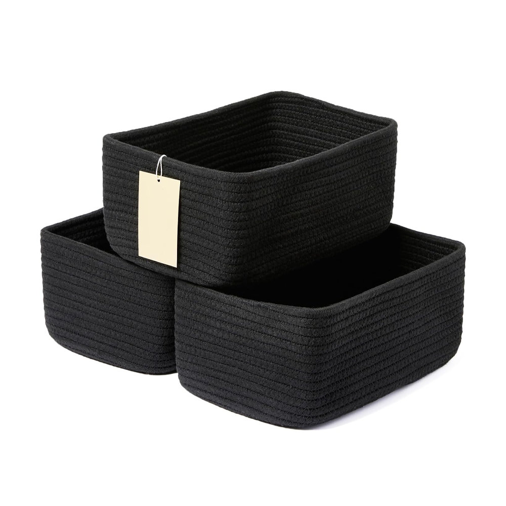 Beachcrest Home™ 3 Pack Small Shelf Storage Baskets for Closet ...