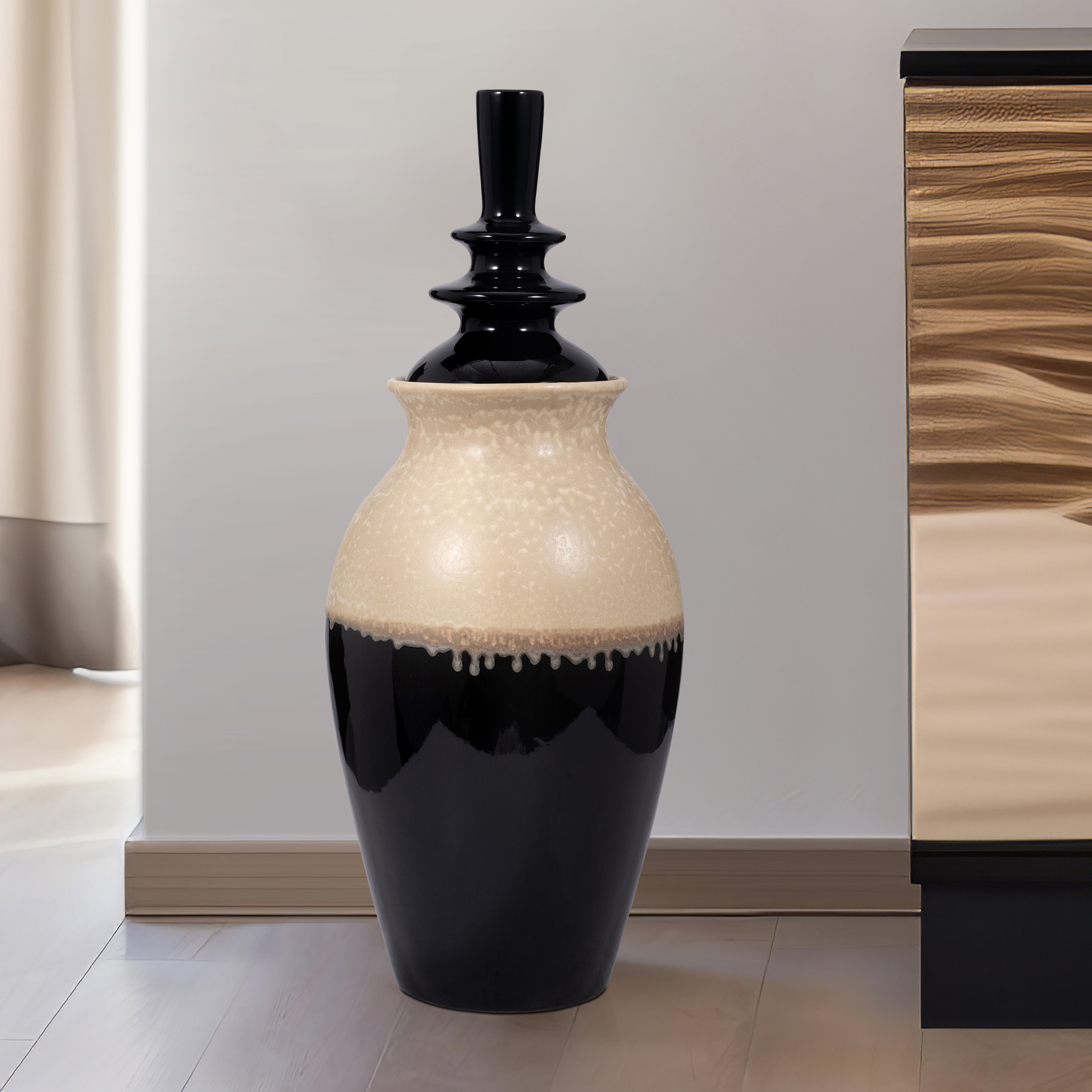 Red Barrel Studio® Alondra Ceramic Lidded Floor Jar, White, Novelty ...