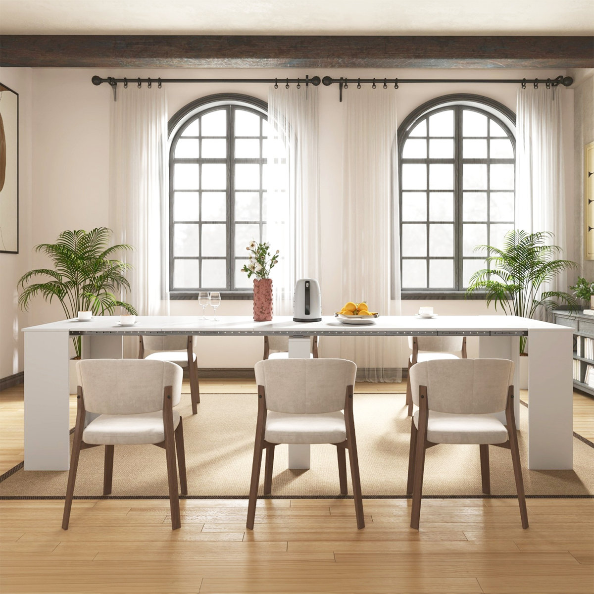 Ebern Designs Convertible 9.8Ft Dining Desk & Console, Space-Adaptive ...