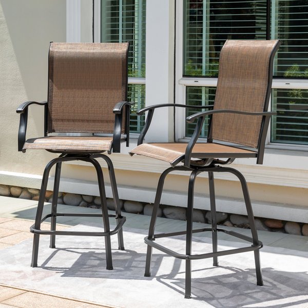 Latitude Run® Outdoor Patio 2-piece Swivel Bar Stools, All-weather ...