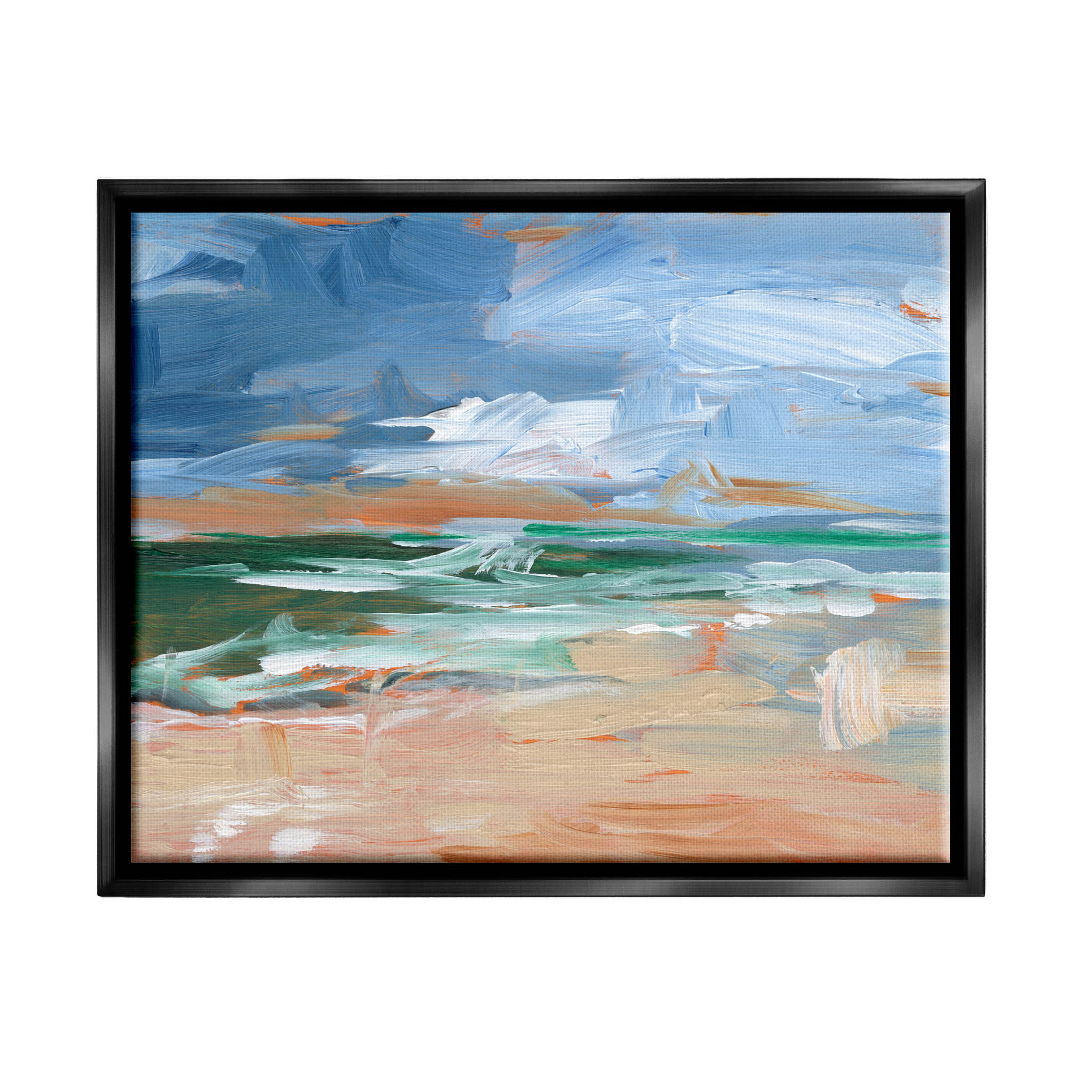Stupell Industries Abstract Beach Nautical Scenery Framed Floater ...