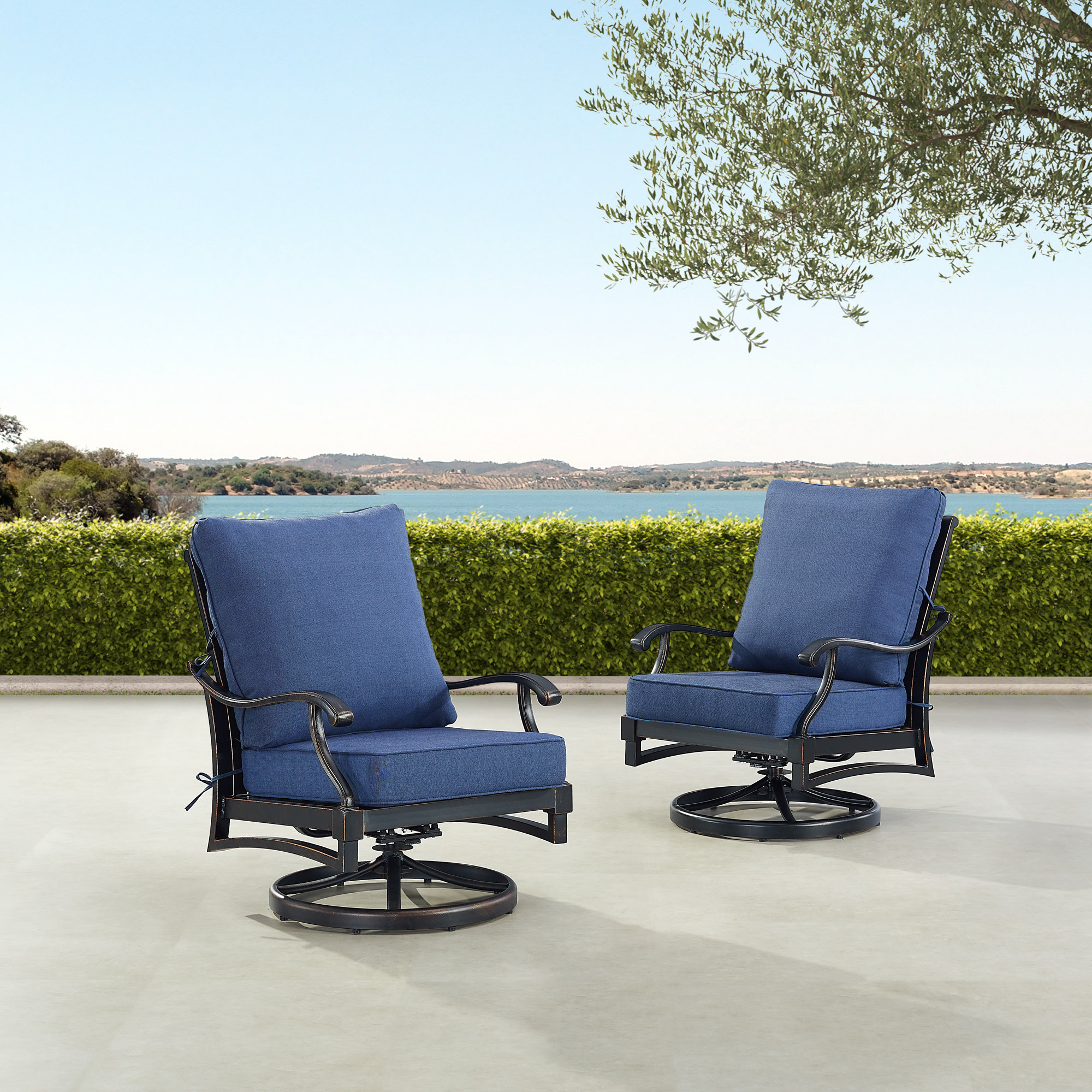 Wildon Home® Clarissa Swivel Aluminum Outdoor Deep Seating Lounge Chair ...