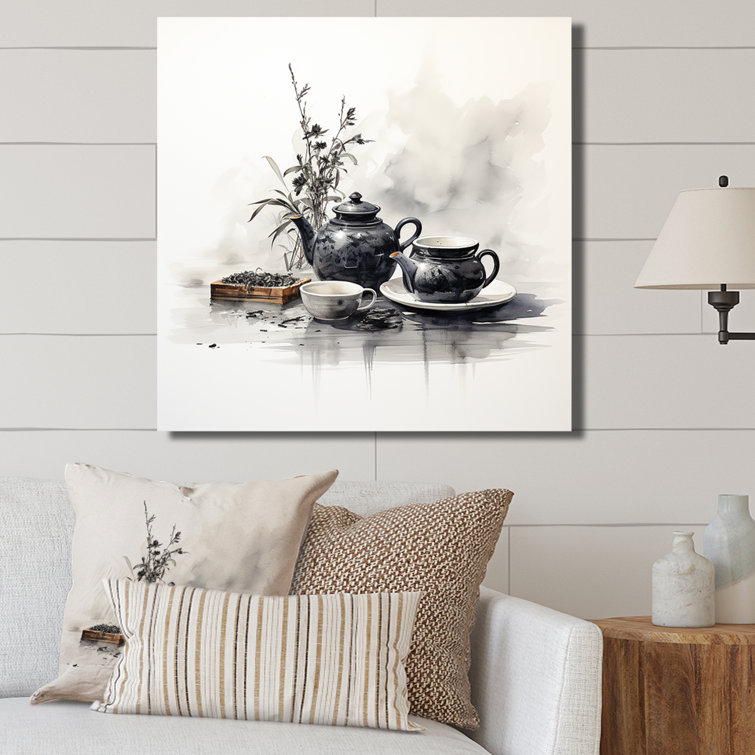 Winston Porter Black And White Boho Tea Set Potteries I - Boho Pottery ...