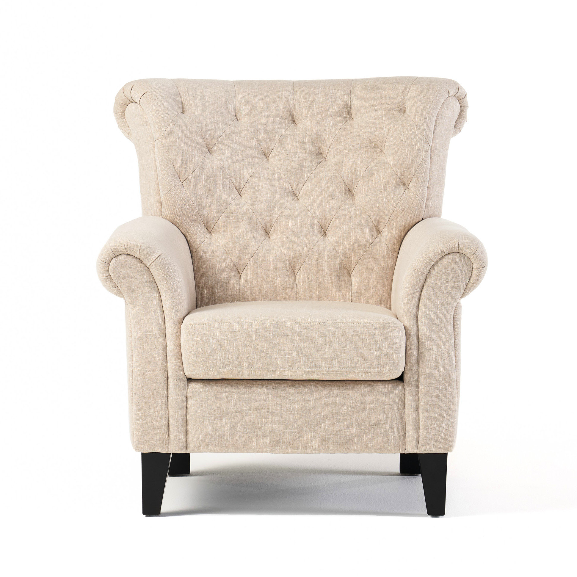 Canora Grey Modern Beige Armchair With Diamond Tufting And Construction ...