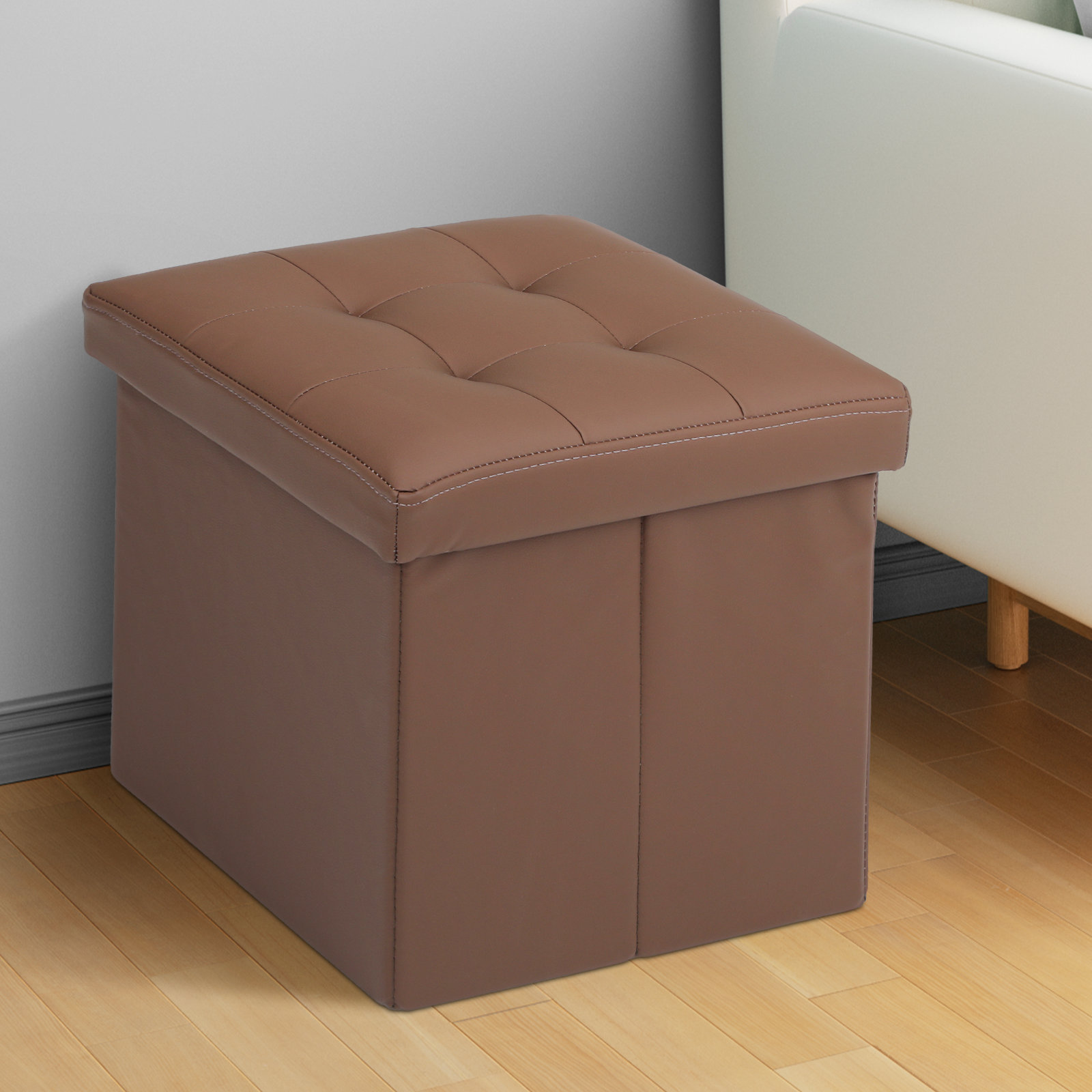 Ebern Designs PU leather Upholstered Storage Ottoman Multi-Functional ...
