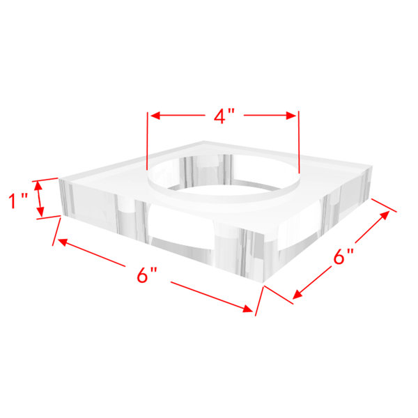 Ivy Bronx 6x6x1" Acrylic Riser with 4" Centre Hole, Paper Weight Clear ...