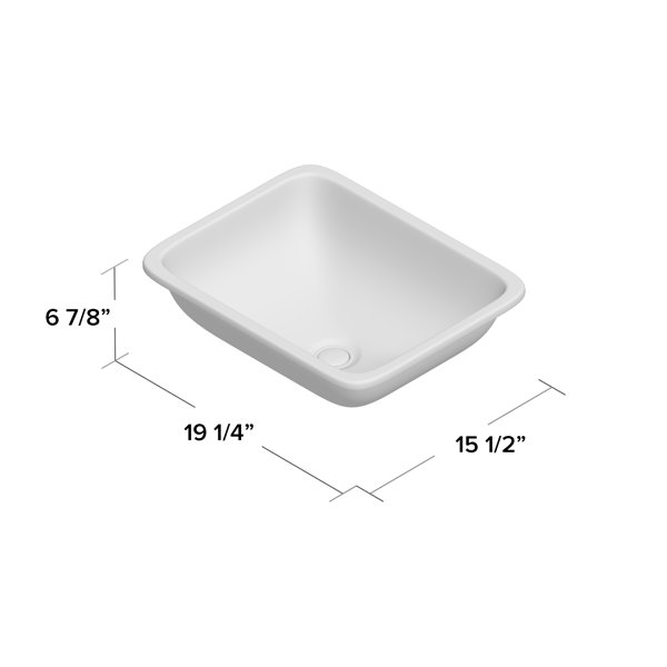 Kallista Perfect Under-Mount Basin, Soft Rectangle with Overflow ...
