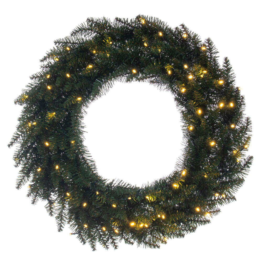 The Holiday Aisle® 30" Camdon Fir Artificial Pre-Lit Wreath, 70 Battery ...
