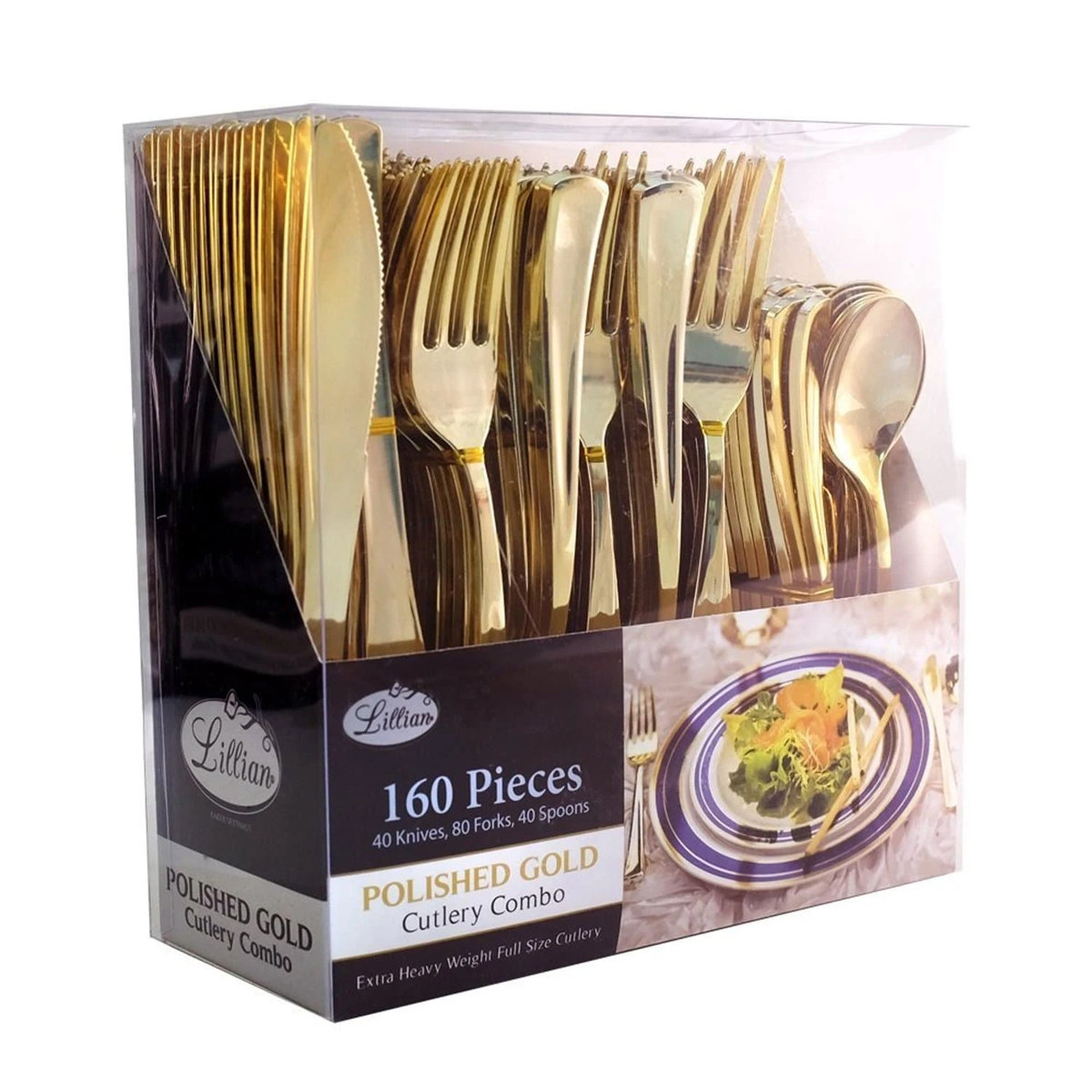 Nicole Fantini Extra Heavyweight Disposable Plastic Flatware Combo Set ...