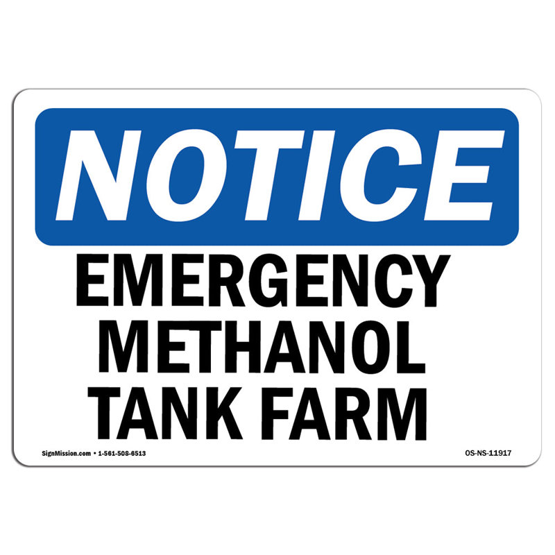 SignMission Emergency Stop Methanol Tank Farm Sign | Wayfair