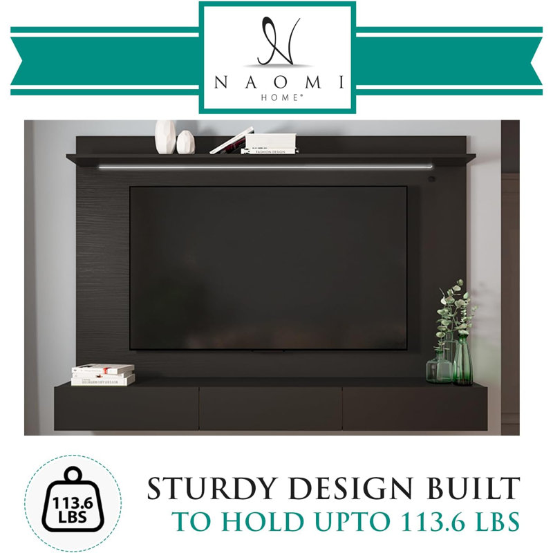 INKEDZ Modern Wall Mounted Entertainment Center, Floating TV Natural ...