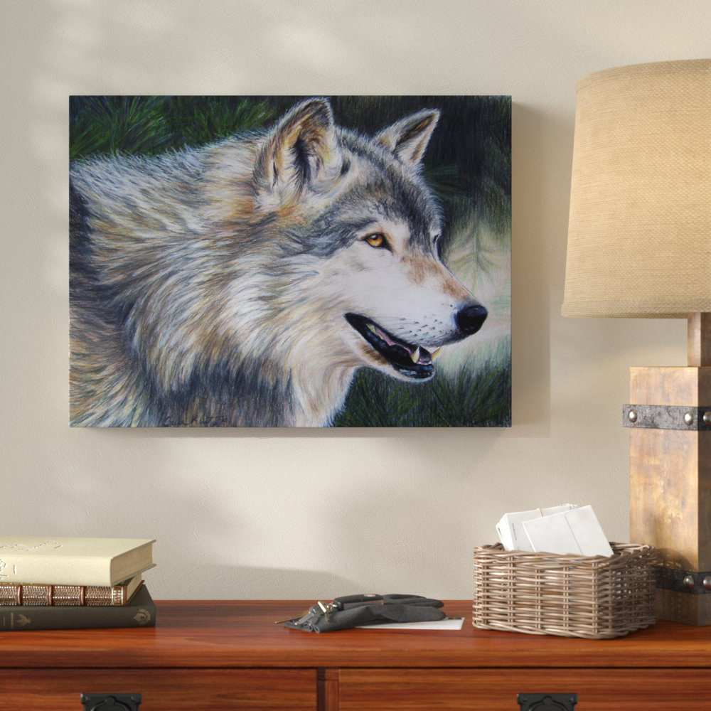Millwood Pines 'Timber Wolf Dark' Acrylic Painting Print on Wrapped ...