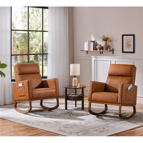 The Twillery Co.® Lydney Faux Leather Upholstered Rocking Chair With ...