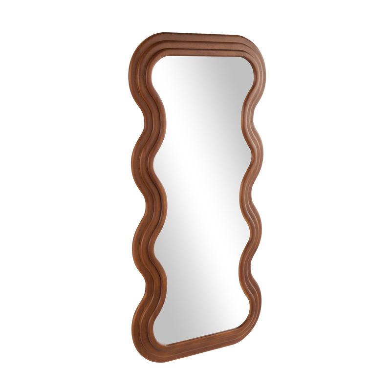Mercer41 Lewisetta Cole And Grey Wood Wavy Room Wall Mirror With ...