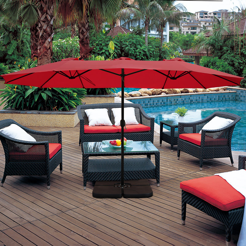 Arlmont & Co. Lamson 15' x 9' Rectangular Market Umbrella & Reviews ...