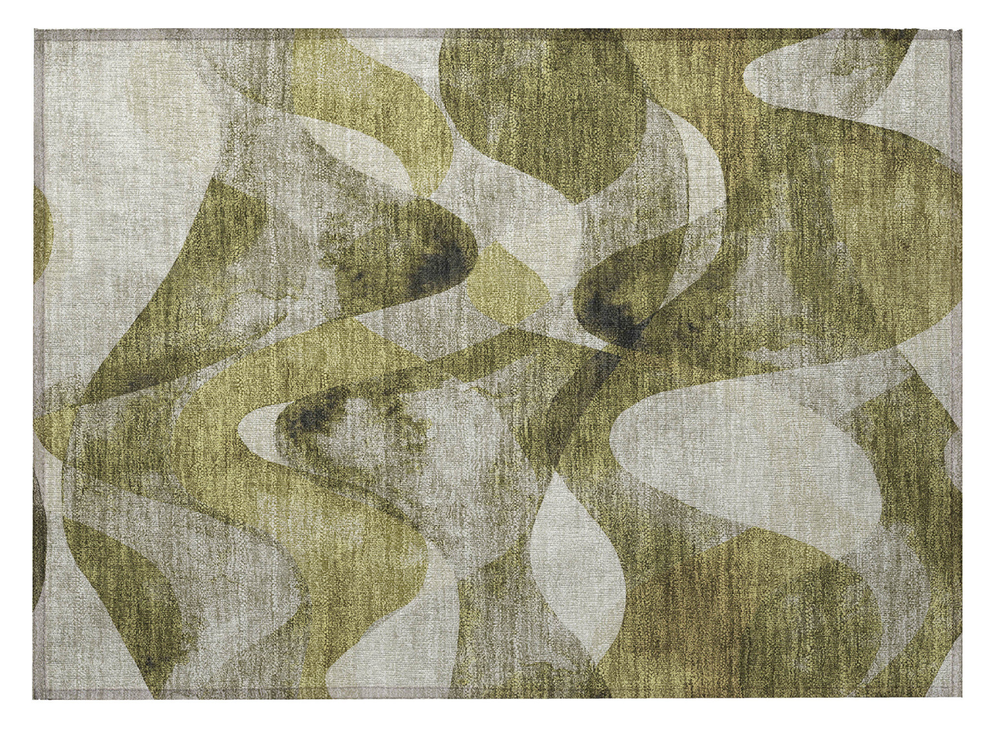 HomeRoots 2' X 3' Olive Green Abstract Washable Non Skid Indoor Outdoor ...