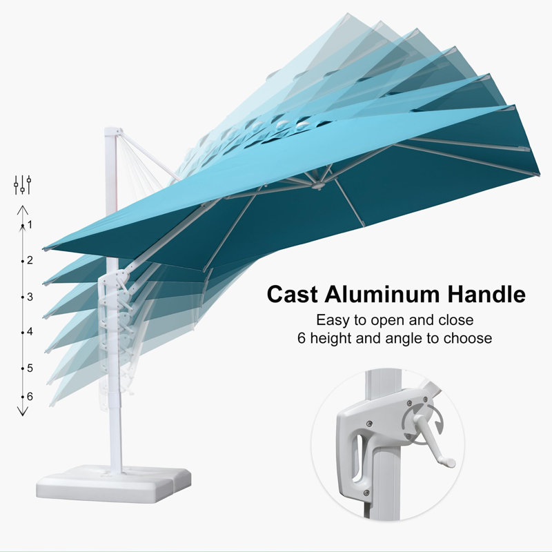 PURPLE LEAF Outdoor White Pole 108'' Square Offset Cantilever Umbrella ...