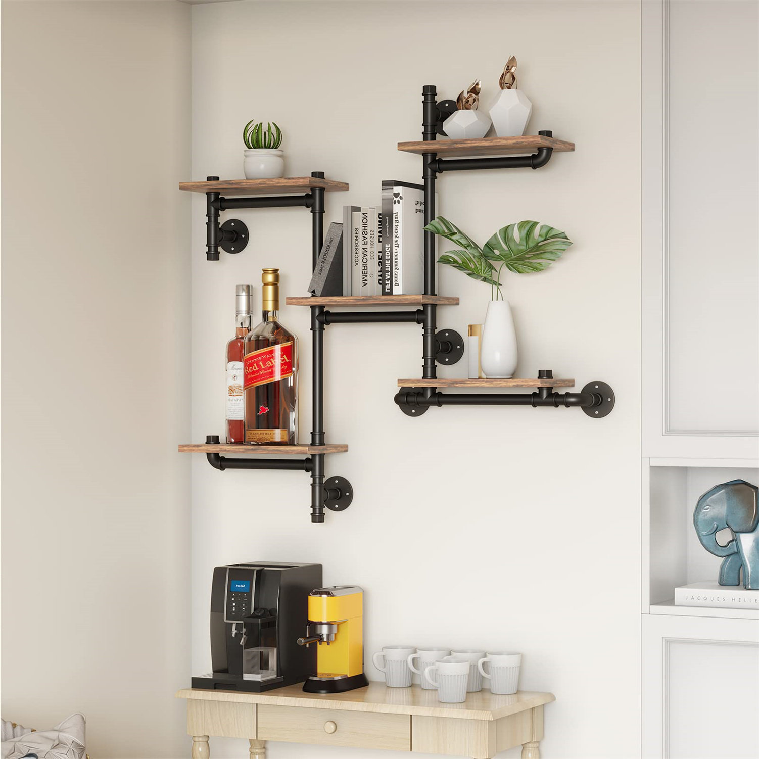 Williston Forge Rustic 5-Tier Wall Shelves - Durable Industrial Style ...