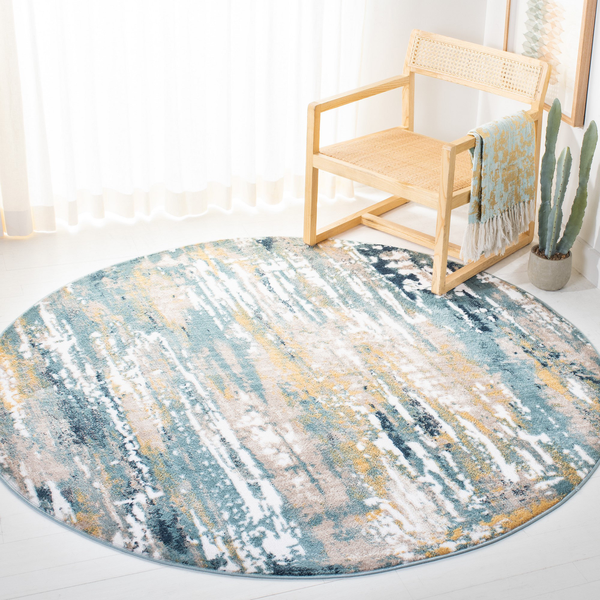 Zipcode Design™ Agastya Teal/Gold Area Rug & Reviews | Wayfair