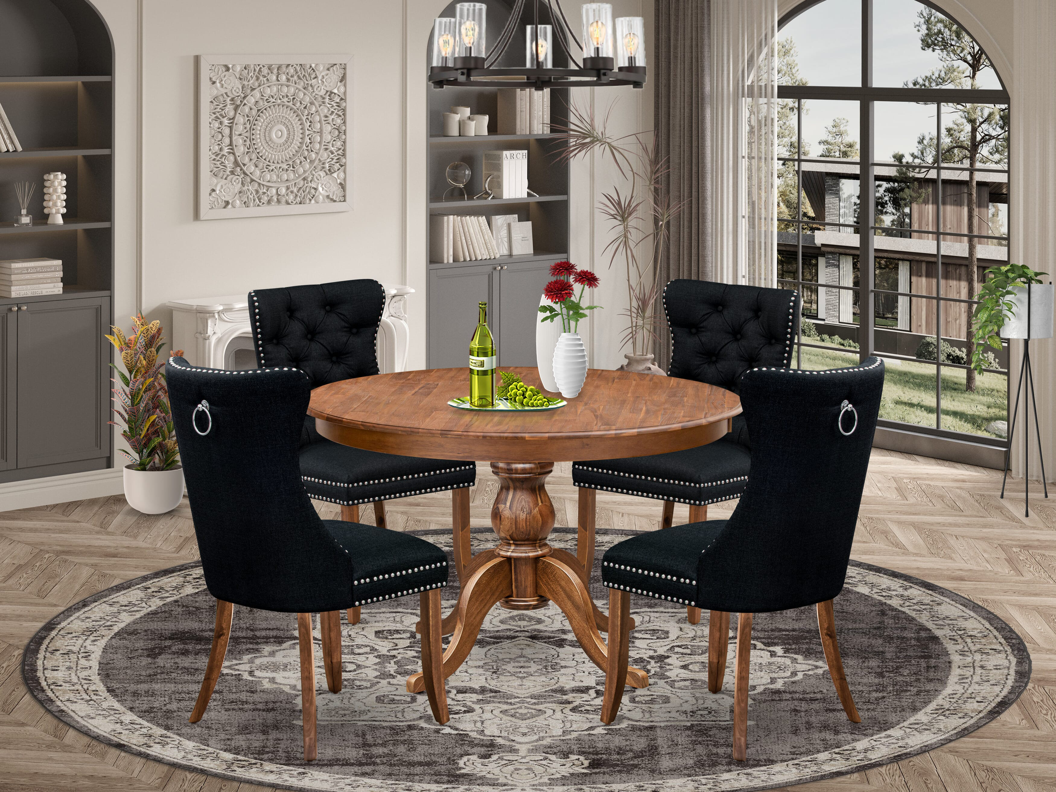 Red Barrel Studio® 5-Piece Modern Dining Set with 4 Polyester Dining ...