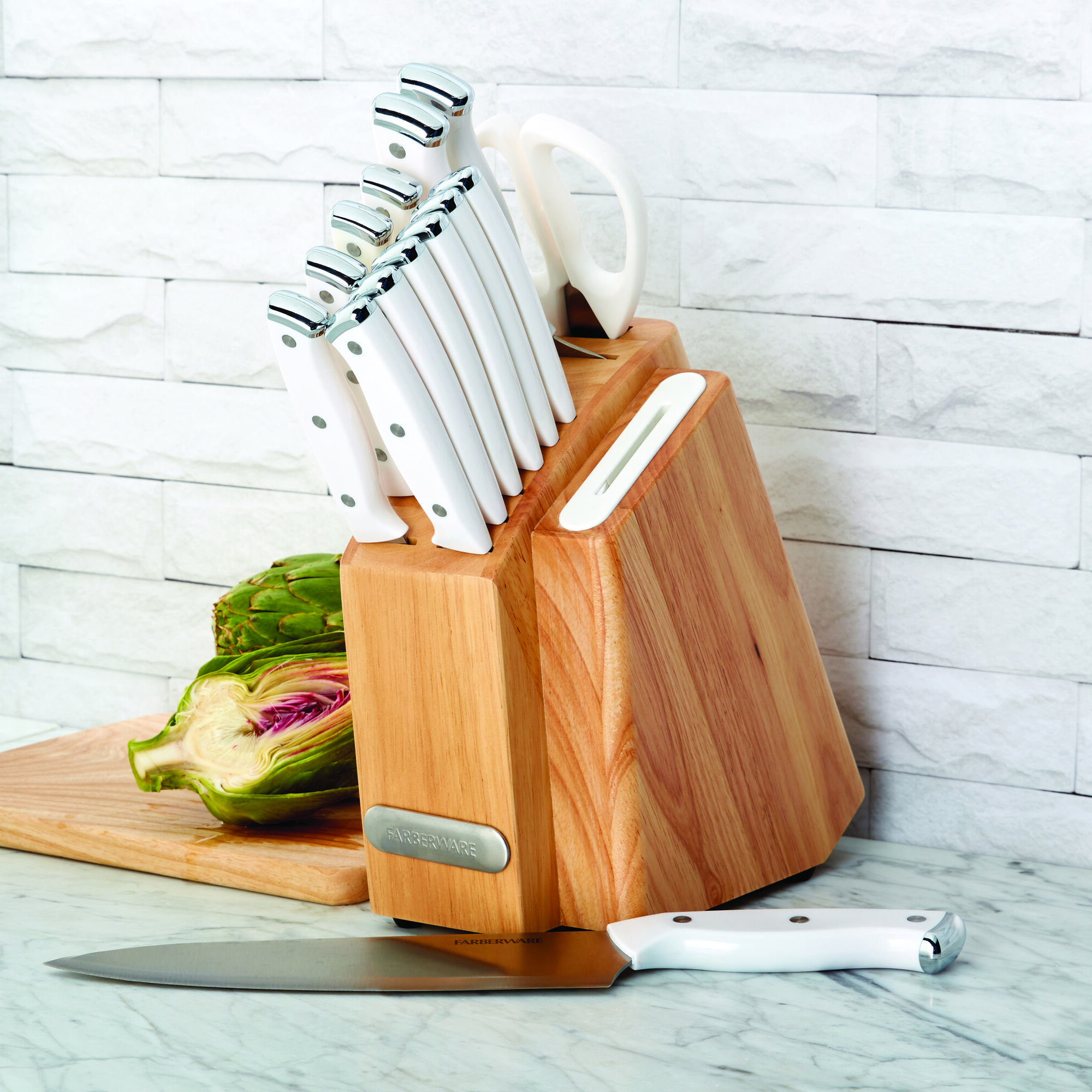 Farberware 14-Piece Knife Set with Built-In Edgekeeper Knife Sharpener ...