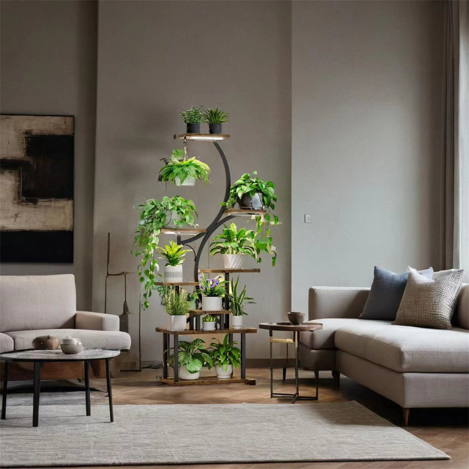 Trent Austin Design Indoor Plant Stand With Grow Light, Indoor 8-Tier ...