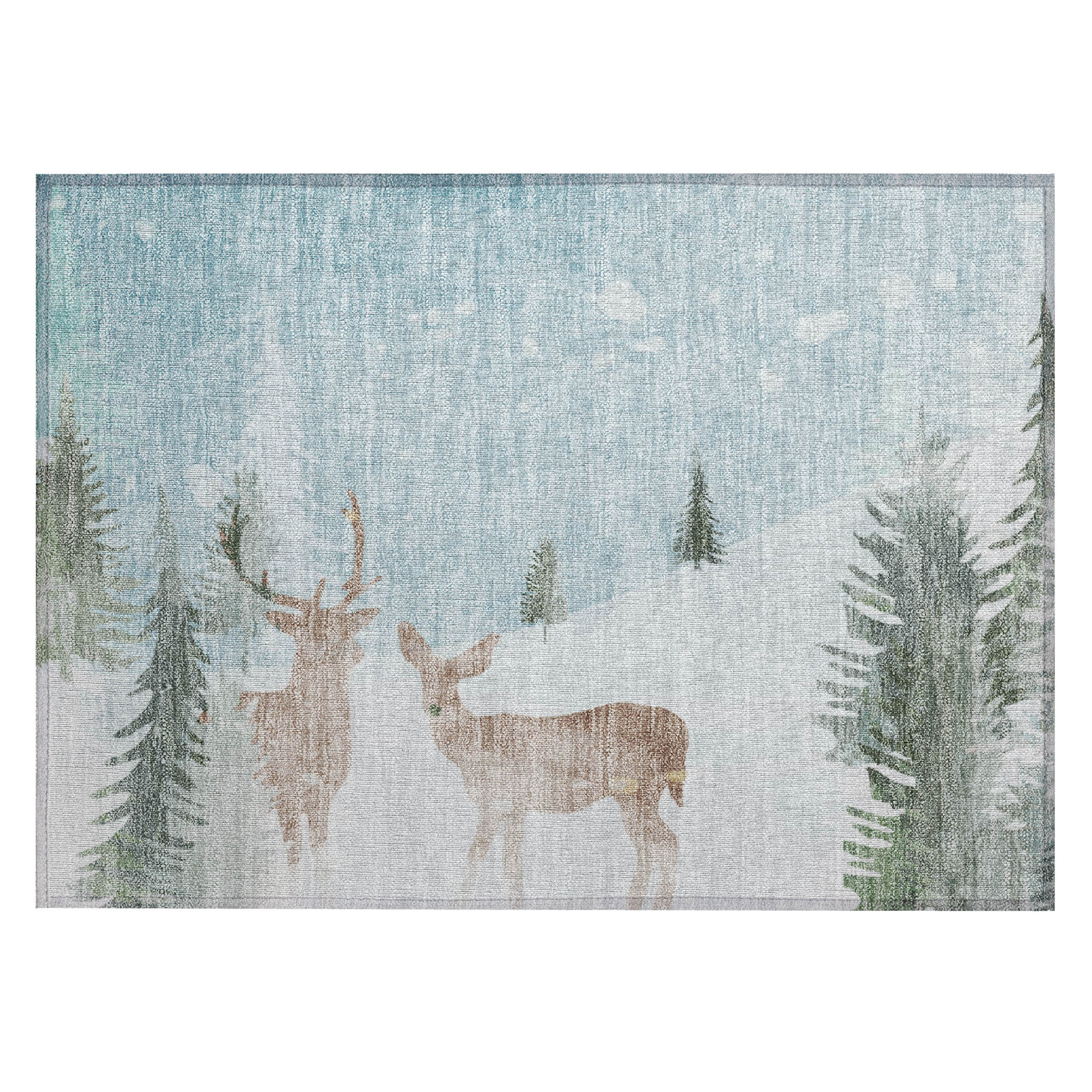 Addison Rugs Machine Washable Indoor/Outdoor Christmas Reindeers ...