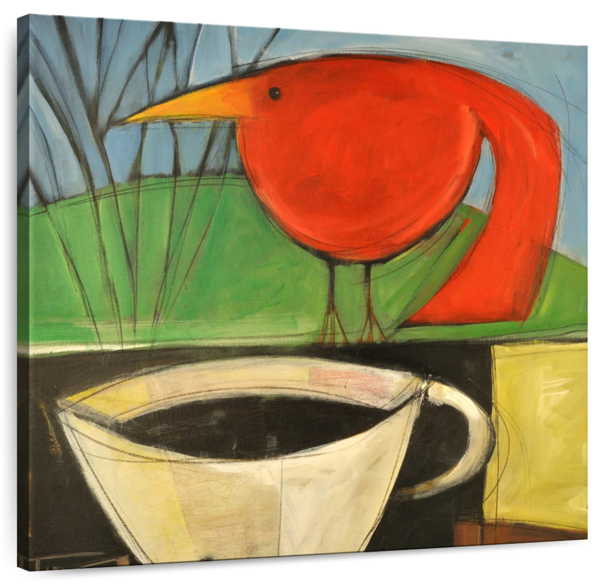 Ebern Designs Brampt Coffee And Red Bird | Wayfair