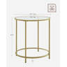 Everly Quinn Round Side Table, Glass End Table With Metal Frame, Gold ...