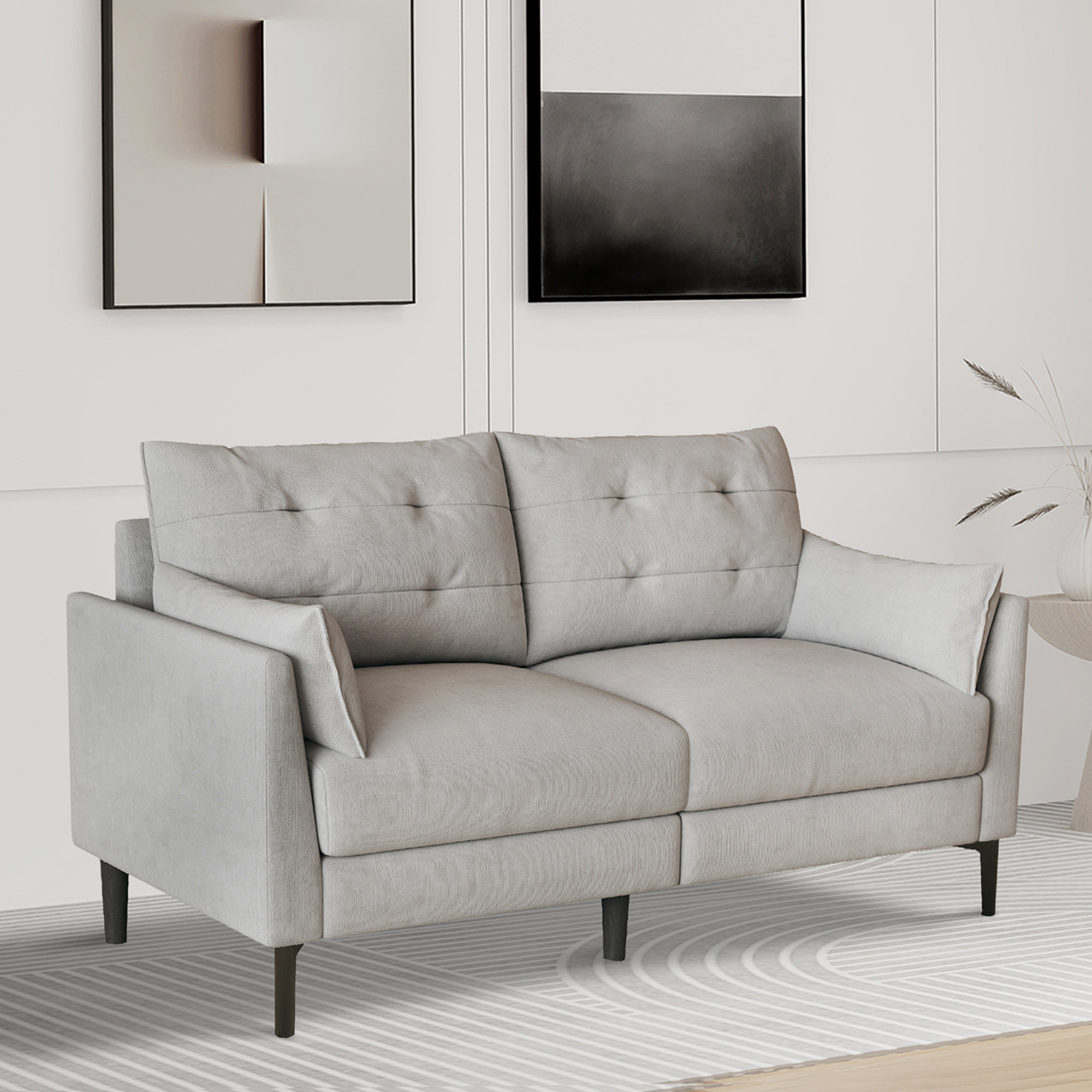 Ebern Designs Breandra Modern 58” Loveseat Sofa Small Couch for Living ...