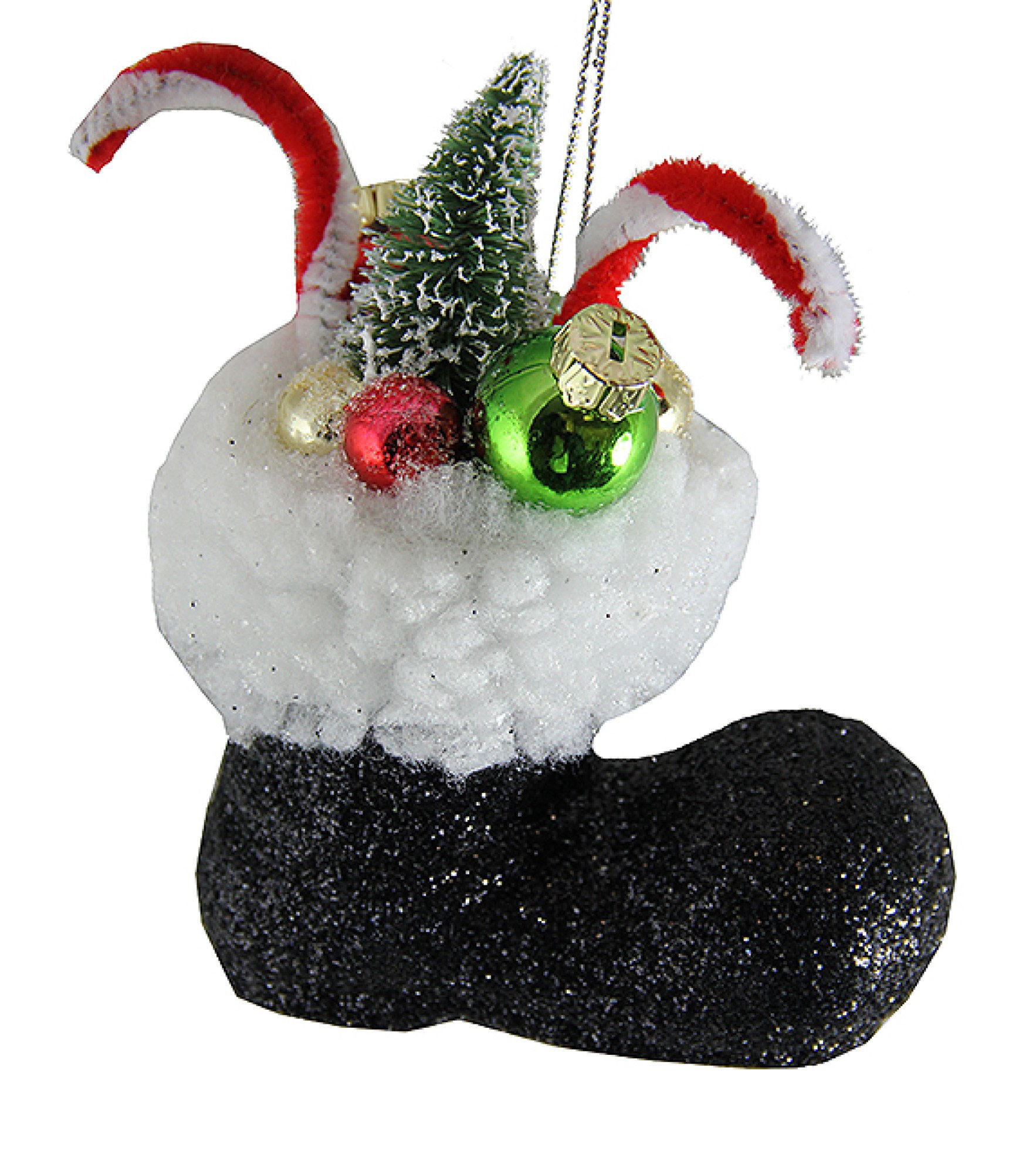 The Holiday Aisle® 4.5" Black and White Glittered Santa Claus Boot with ...