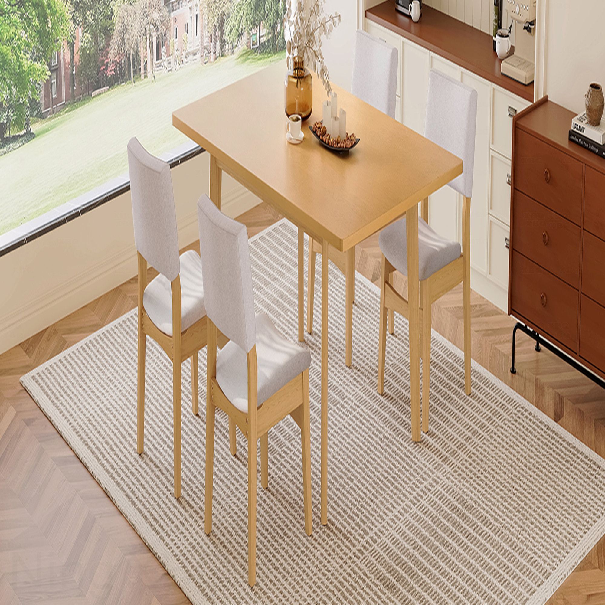 Red Barrel Studio® 7-Piece Modern Dining Set: Rectangular Solid Wood ...