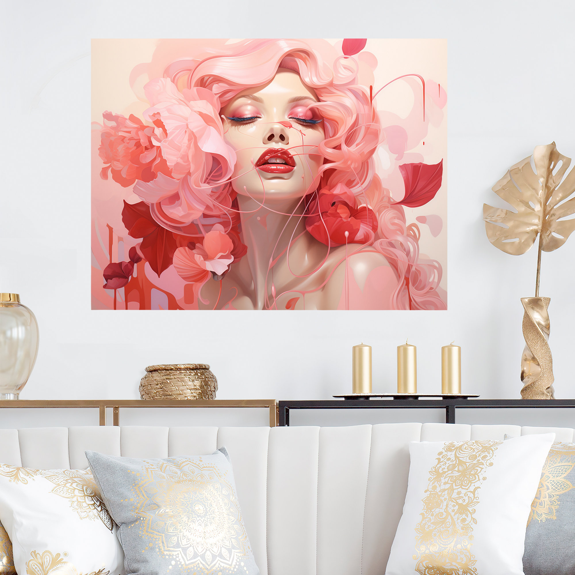 Latitude Run® Pink Pastel Cubism Tones Woman Portrait I - Fashion Metal ...