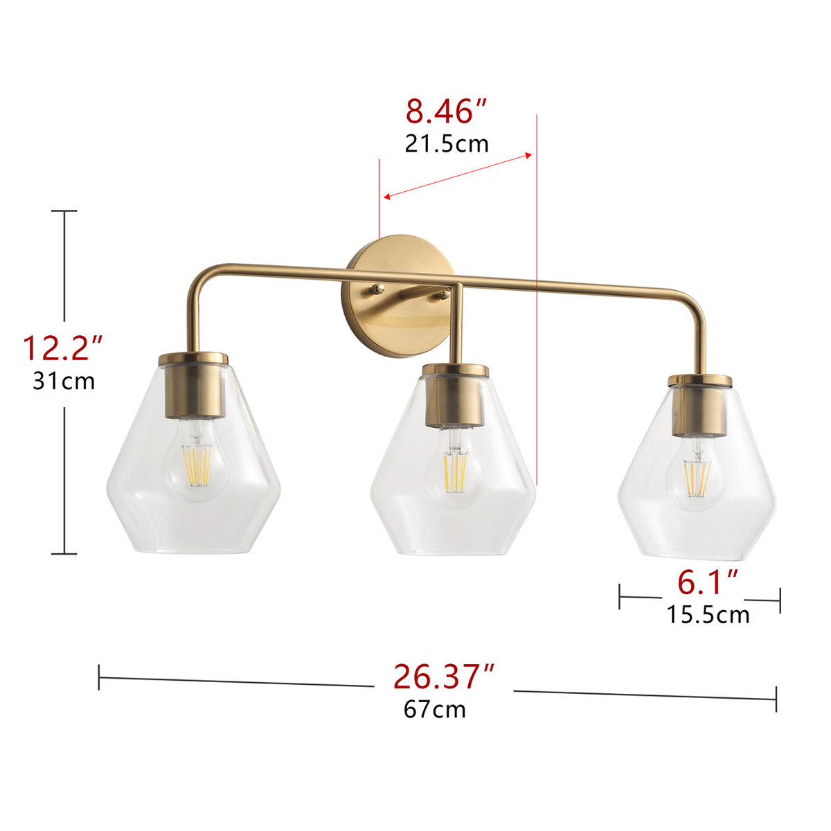 Beachcrest Home™ Amoll 3-Light 26.37 inch Glass Shade Copper Gold ...