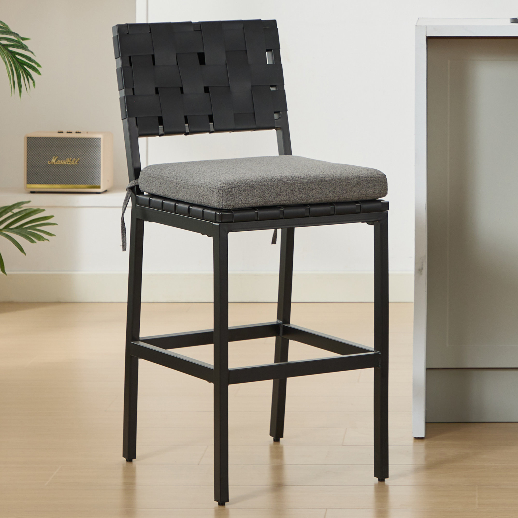 Latitude Run® Counter height bar stools upholstered 24'' with Metal ...