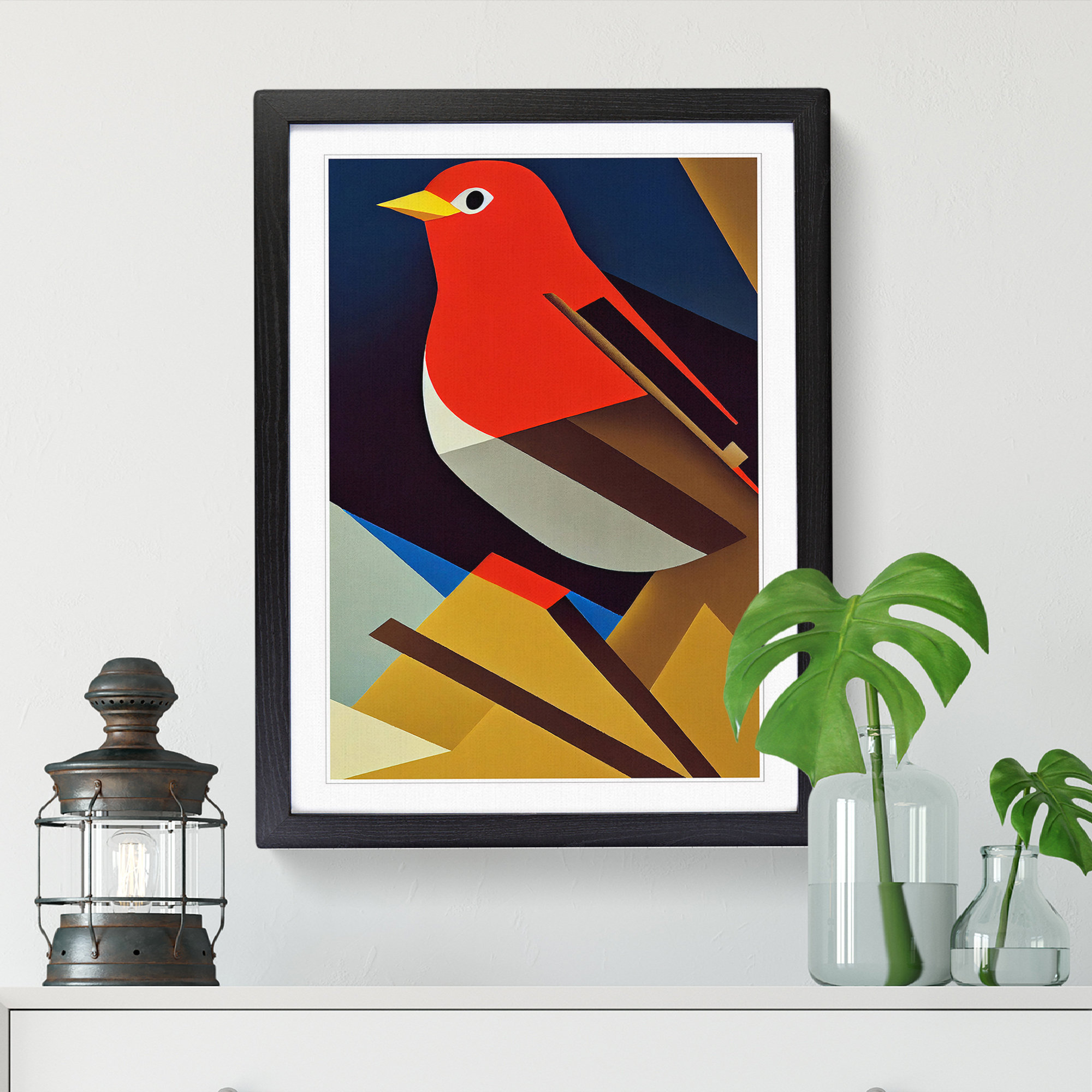 Marlow Home Co. Riam Robin Bird Abstract Vol.9 - Single Picture Frame ...