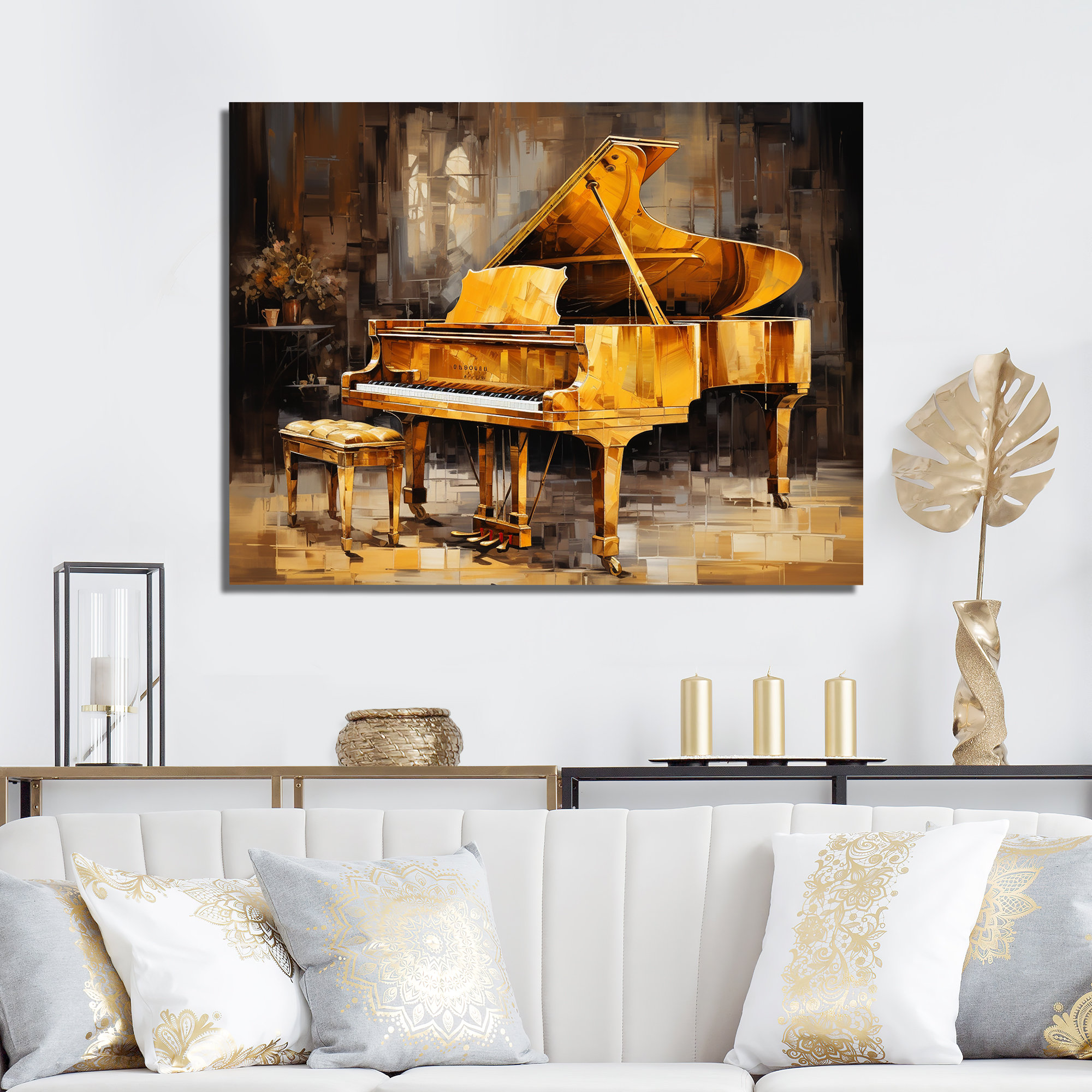 Winston Porter Black And Yellow Piano Jazzed Keys On Canvas Print | Wayfair