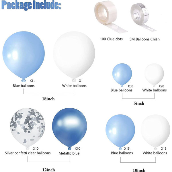 The Party Aisle™ Blue and White Balloons, Blue White Balloon Garland ...
