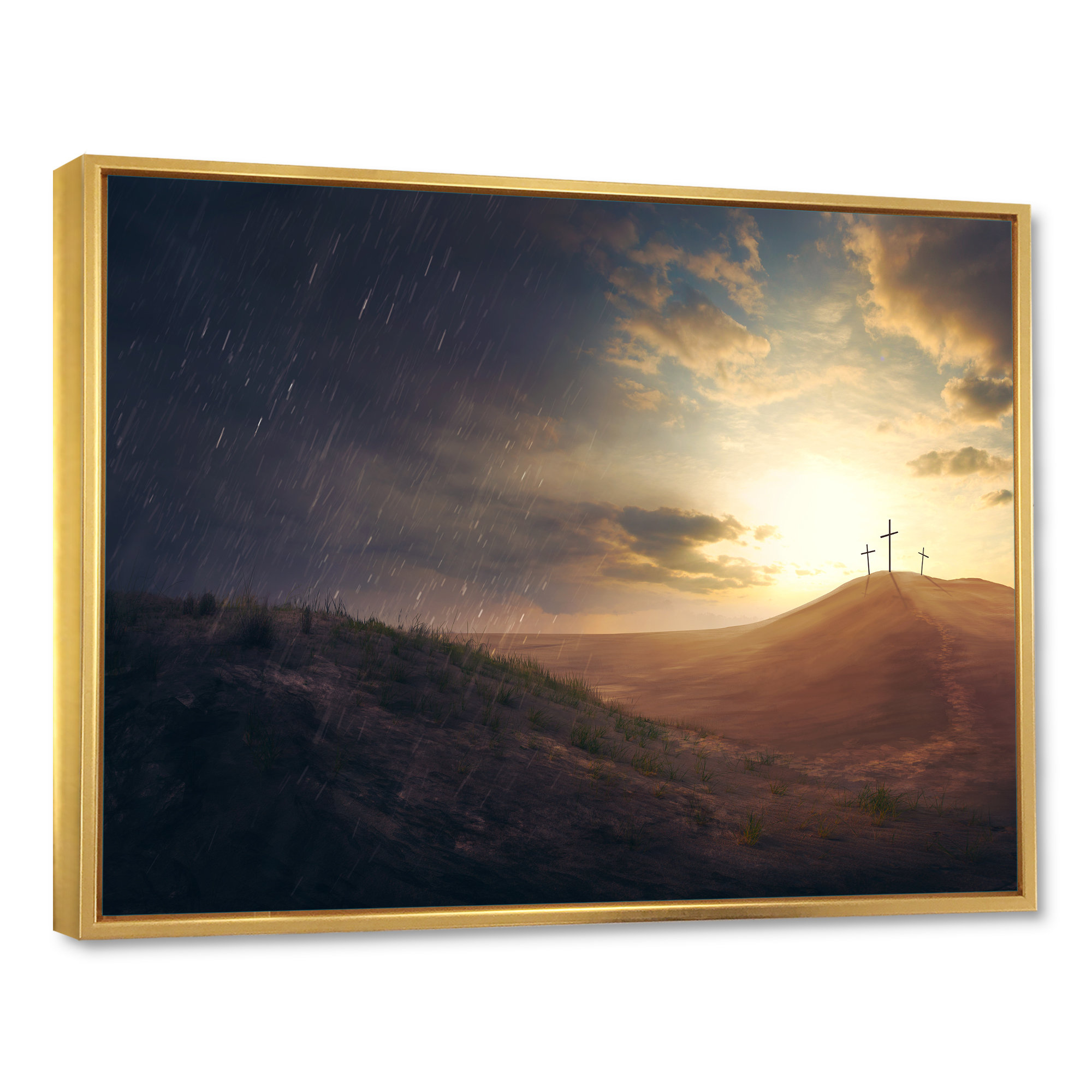 Union Rustic Religious Crosses In The Desert Framed On Canvas Print ...