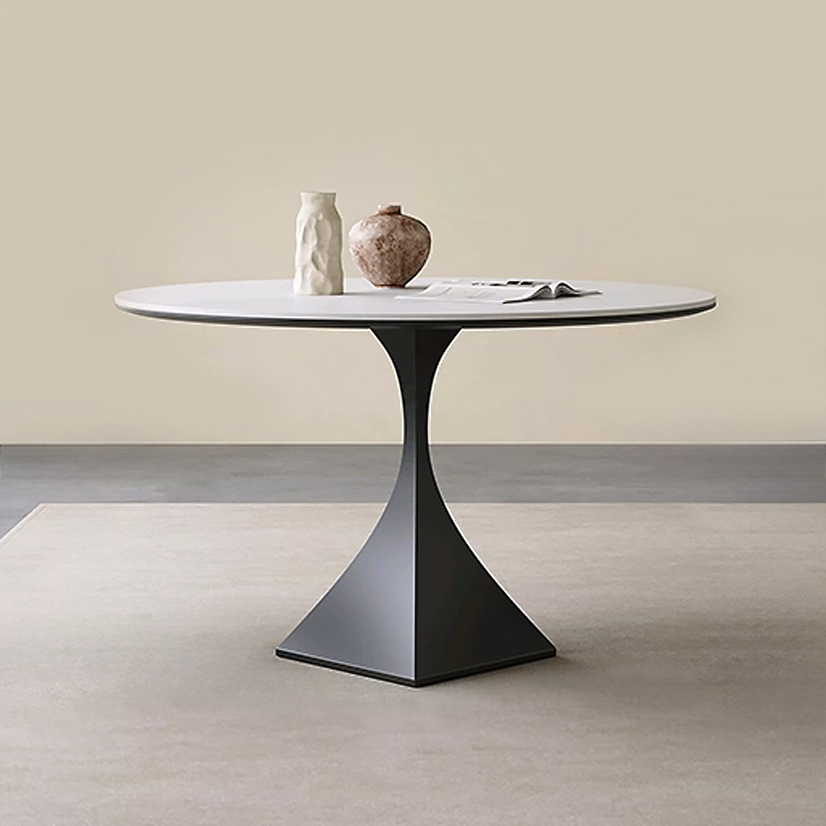Orren Ellis White Round Sintered Stone Dining table | Wayfair