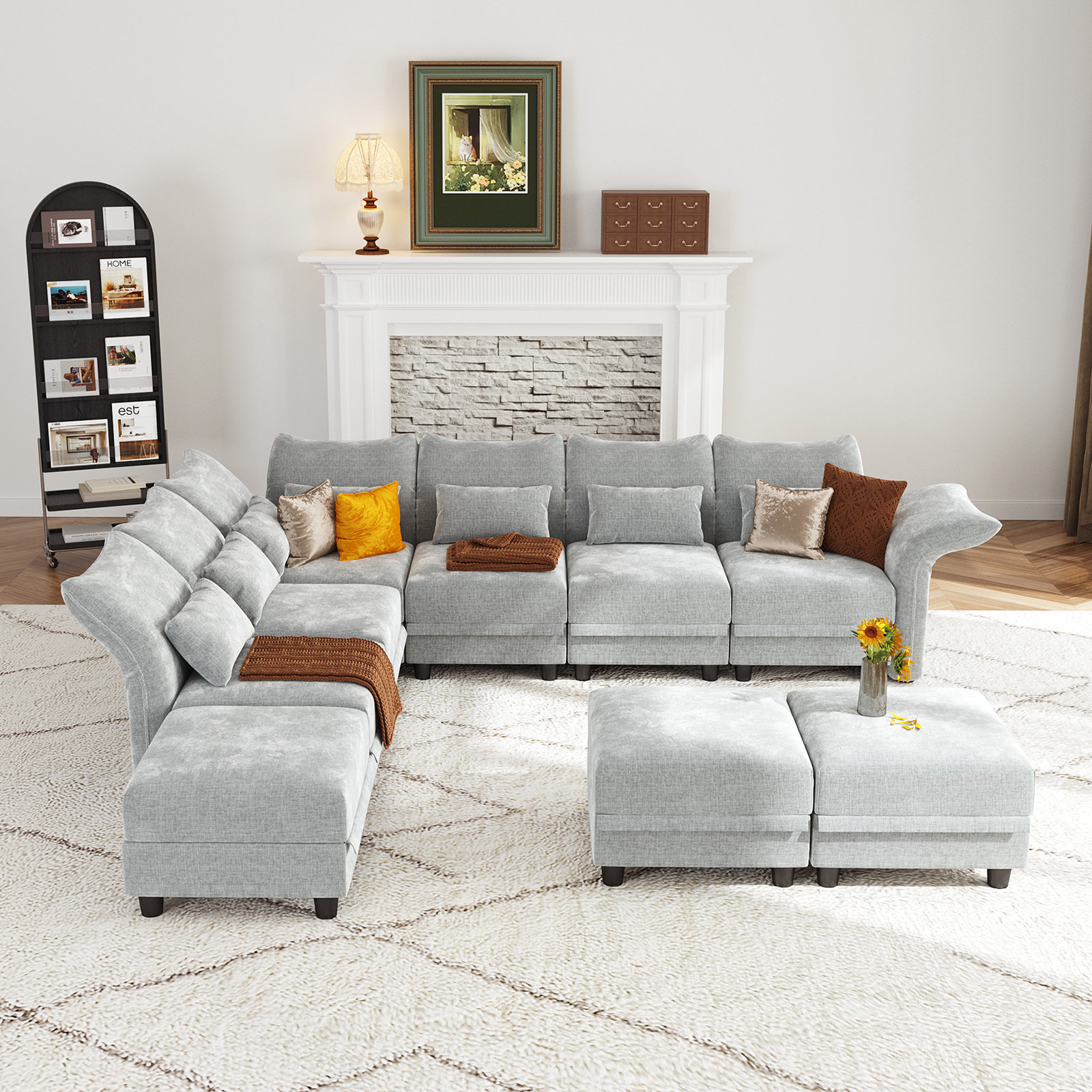 Hokku Designs Caralina 9 - Piece Upholstered Reclining Sectional | Wayfair