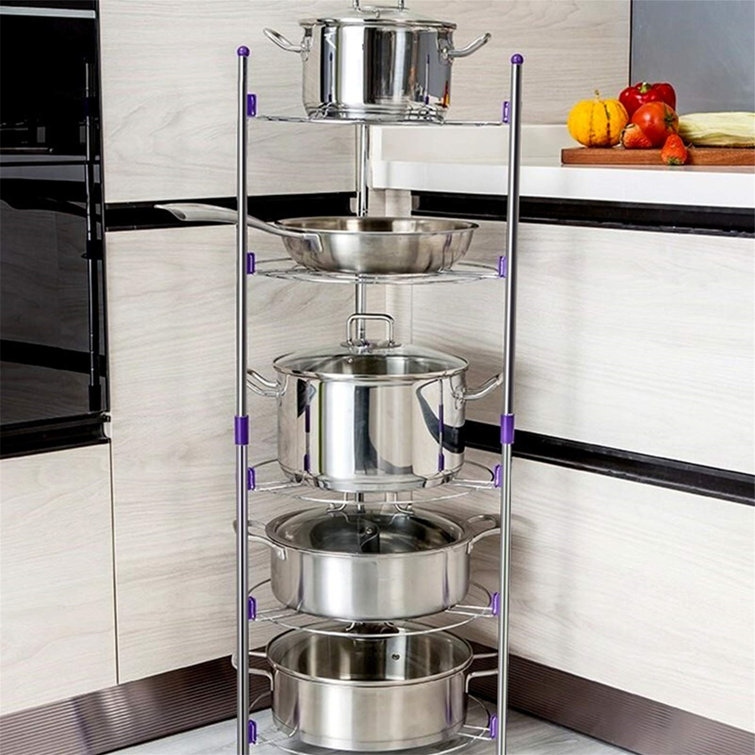 Belfry Kitchen Stainless Steel 5-Tier Adjustable Frying Pan Rack ...