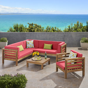 Beachcrest Home Maher 6 - Person Outdoor Seating Group with Cushions ...