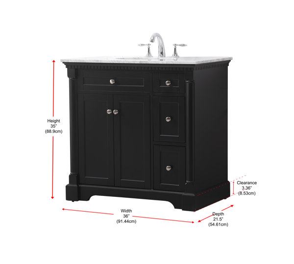 Red Barrel Studio® Clarence 36'' Single Bathroom Vanity with Marble Top ...