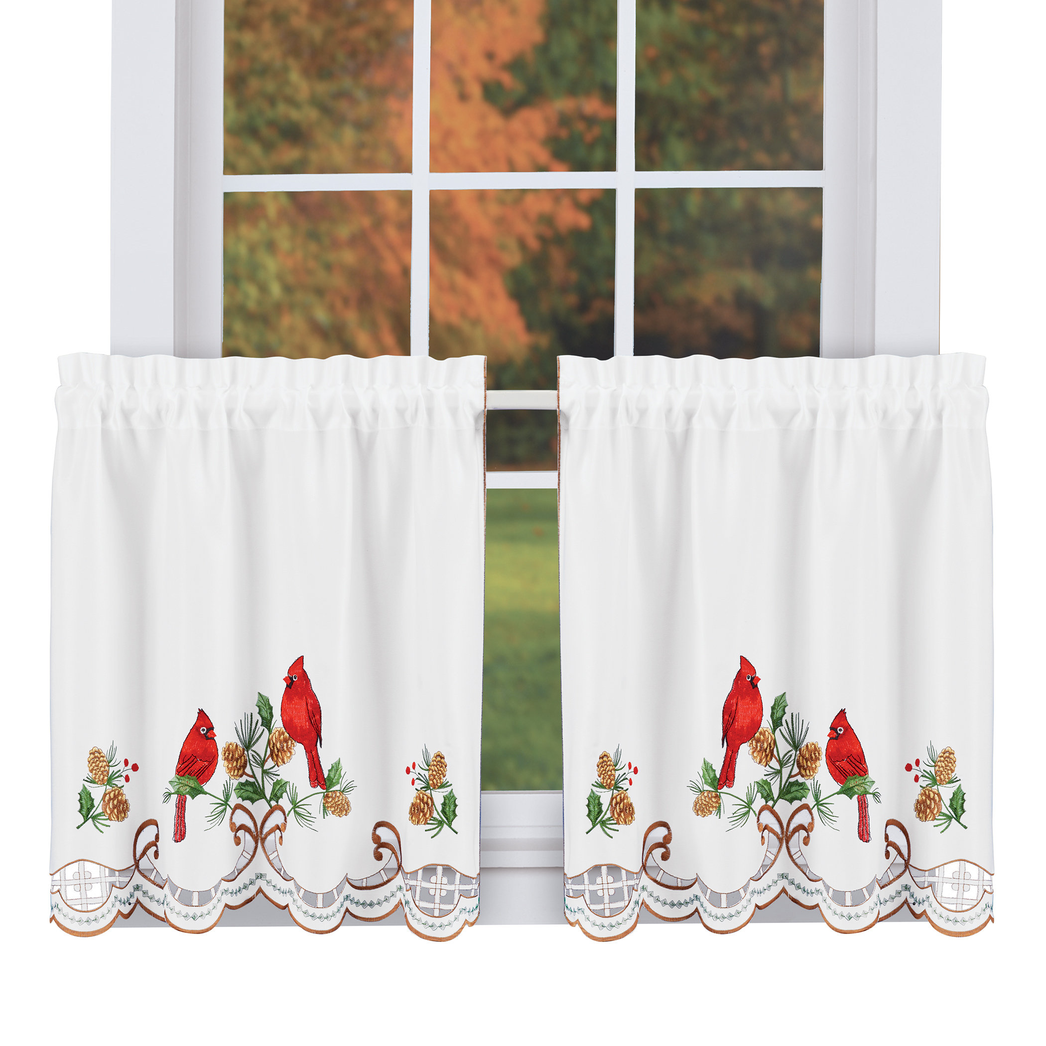 The Holiday Aisle® Embroidered Woodland Cardinal Tiered Kitchen ...