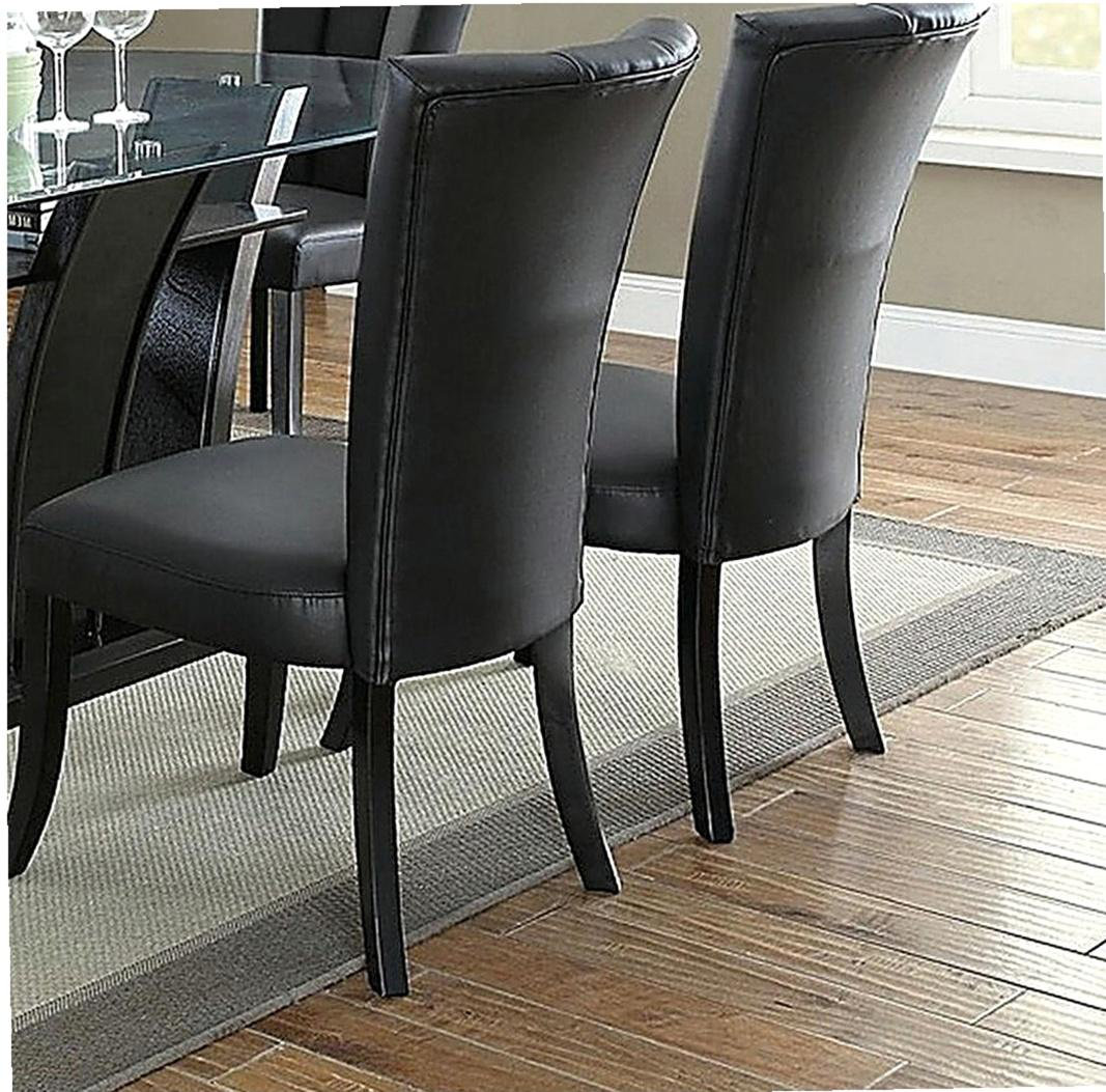 Latitude Run® Black Faux Leather Upholstered Lines back Set of 2pc ...