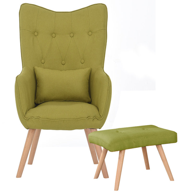 Norden Home Linen Single Seater Sofa with Pillow Footstool | Wayfair.co.uk