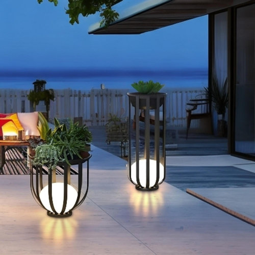 VIVZONE Solar Powered Outdoor Integrated LED Plant Stand Set | Wayfair