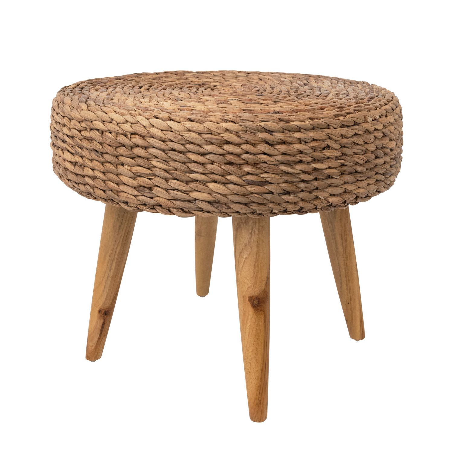 Bayou Breeze Hand-Woven Water Hyacinth And Teakwood Stool & Reviews ...